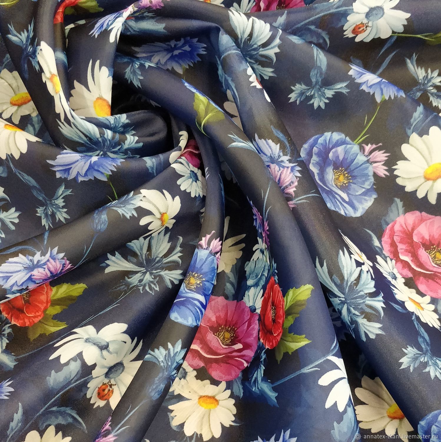 Плательная ткань органза с цветочным принтом купить в интернет-магазине ...