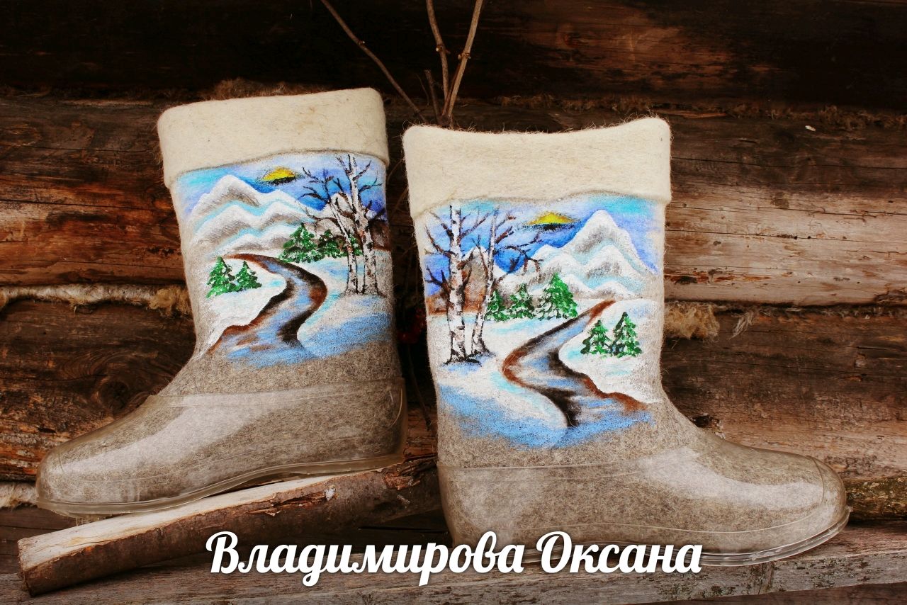 Мужские валенки на подошве или с галошами ПЕЙЗАЖ – заказать на Ярмарке ...
