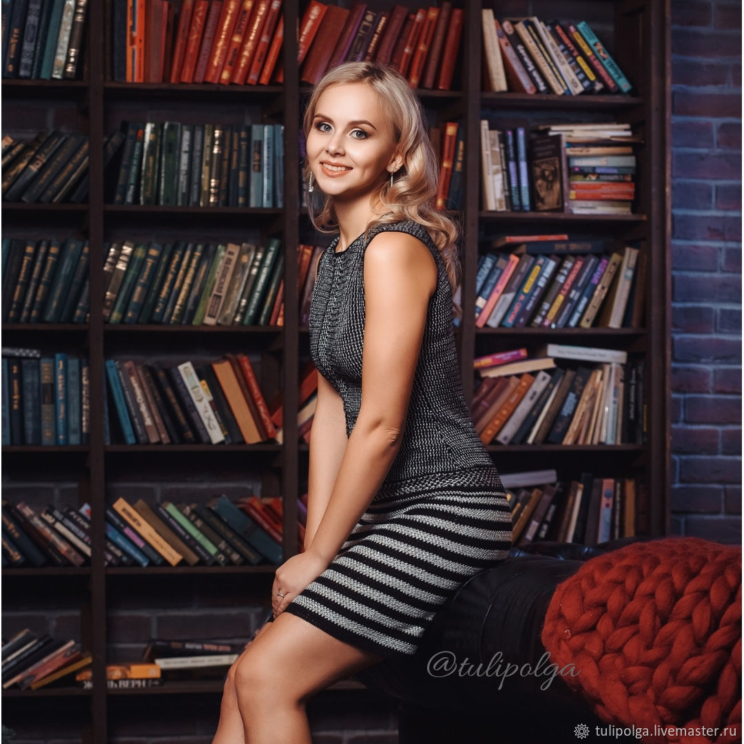 Описание вязания, платье крючком. Черное платье Дана с люрексом в ...