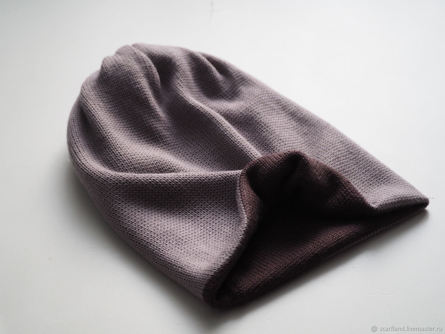 Шапки Шапка вязаная женская шапка бини двойная двухцветная купить в интернет магазине Ярмарка