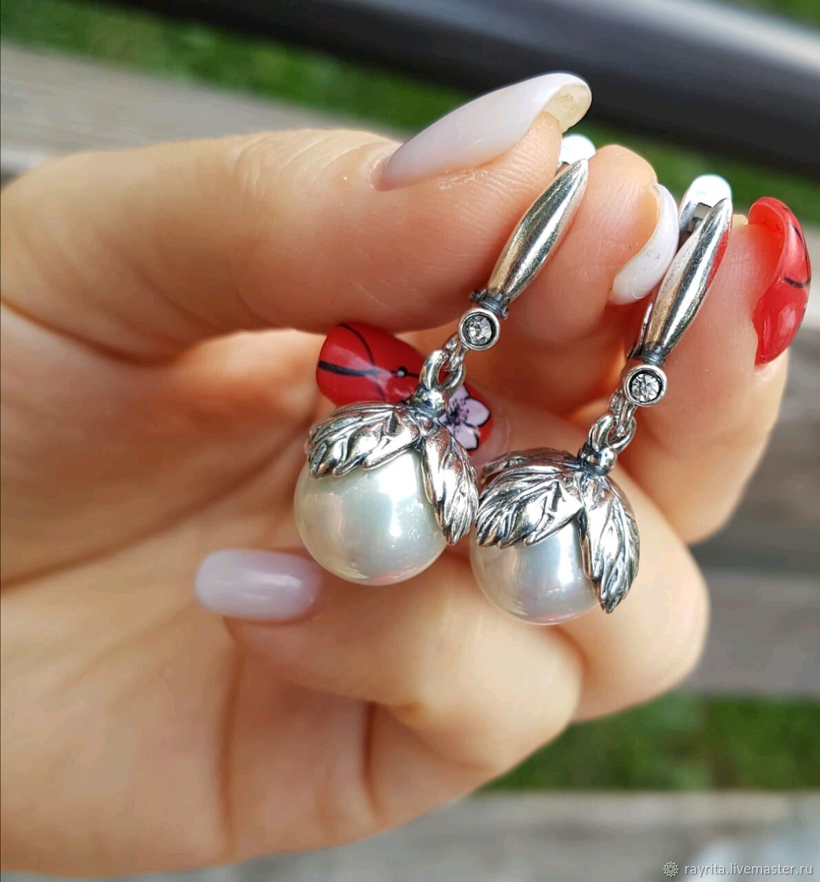 Серьги с жемчугом в серебре "Дана" купить в интернет-магазине Ярмарка ...