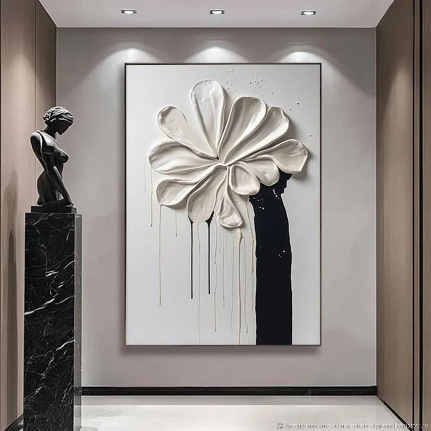 Объемные картины для интерьера Картина маслом Черно белые картины в ...