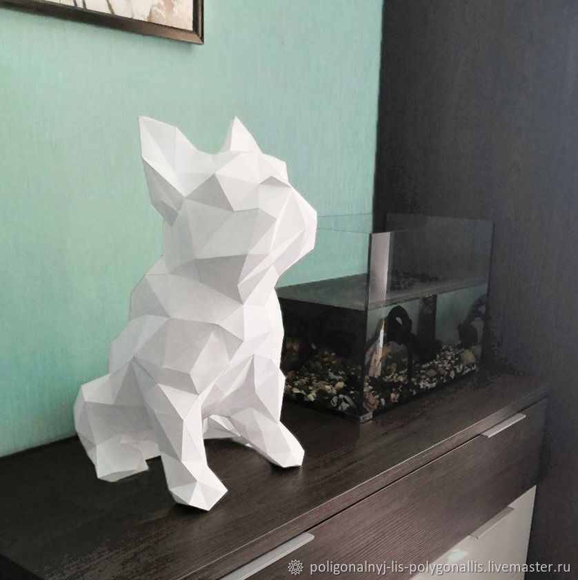 Скульптуры: Бульдог papercraft полигональная фигура из бумаги в ...