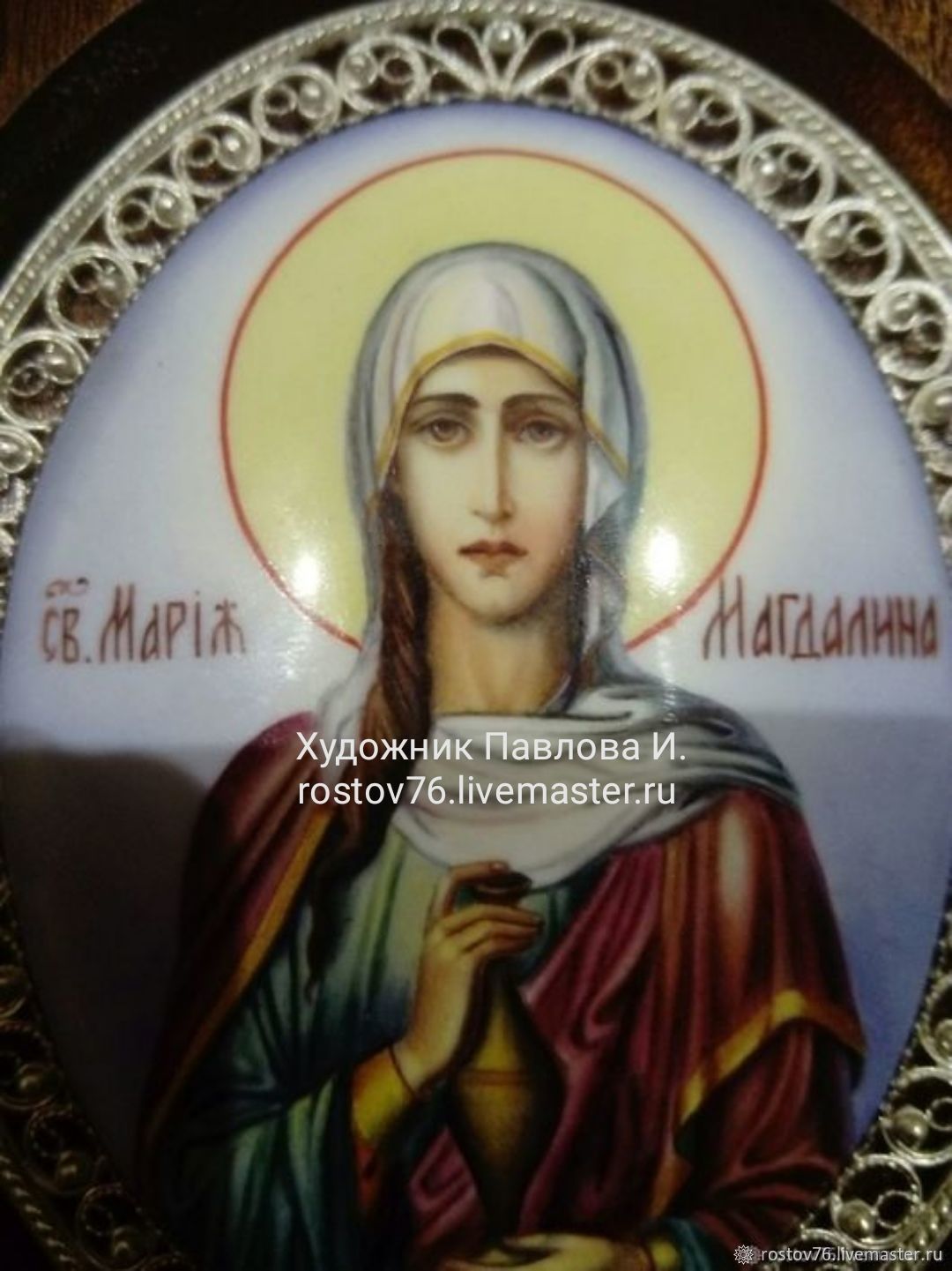 Икона " Святая Мария Магдалина" финифть – заказать на Ярмарке Мастеров ...