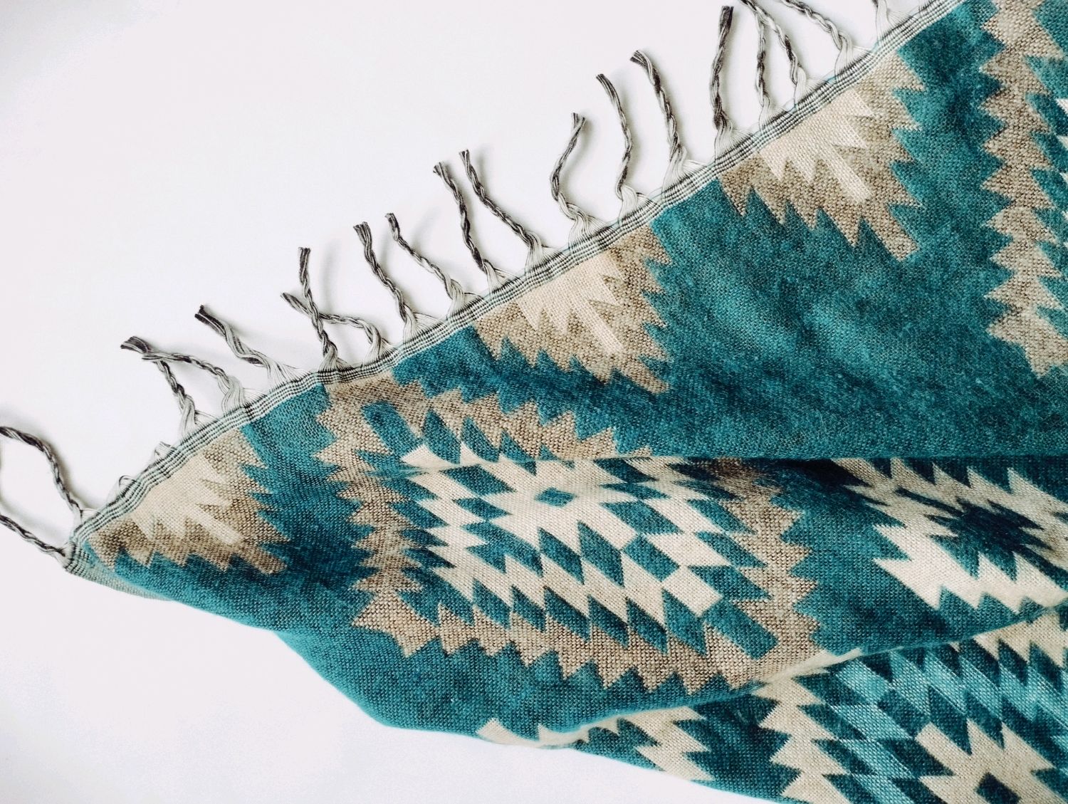 Плед-шаль шерстяной 95*200 изумрудный бежевый в интернет-магазине ...