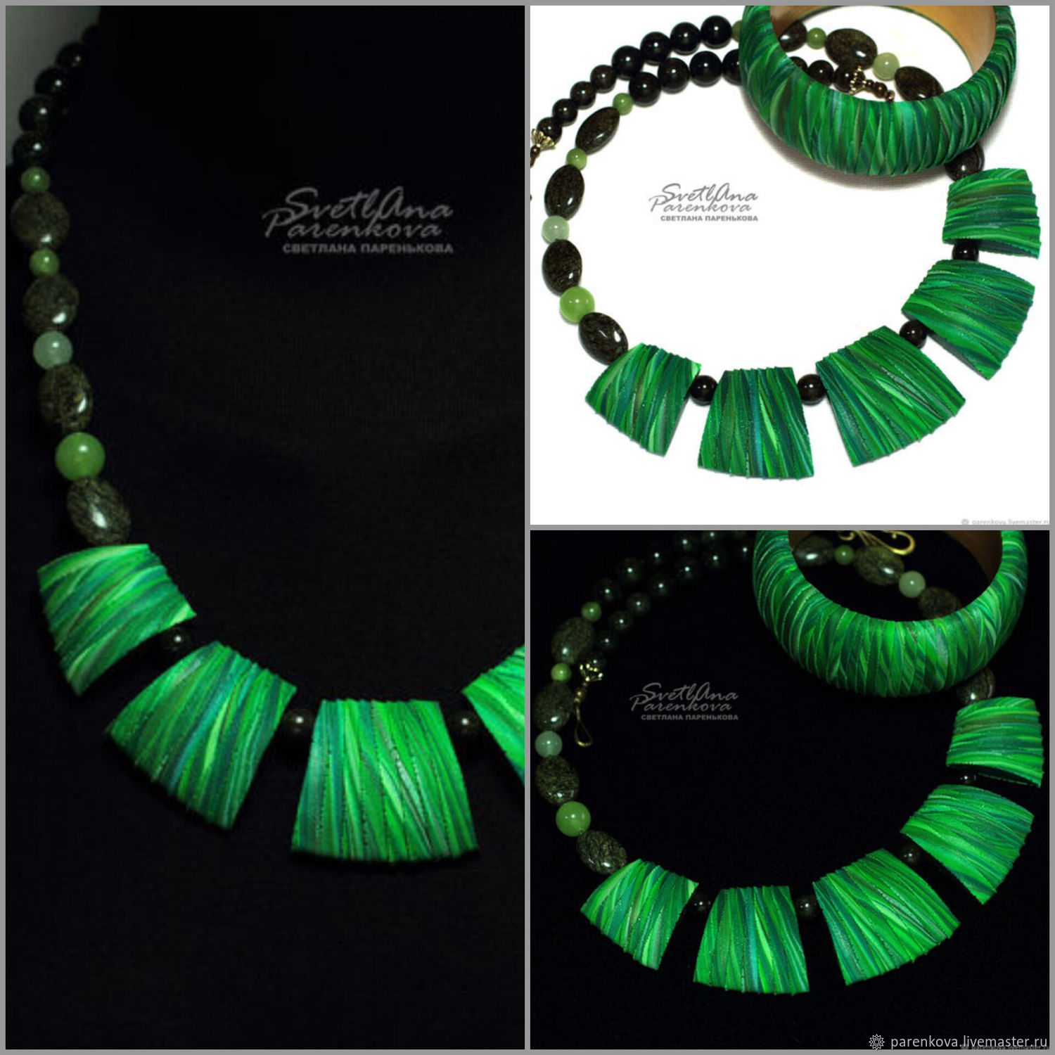 Комплект украшения деним омбре (739) дизайнерские украшения на заказ в ...