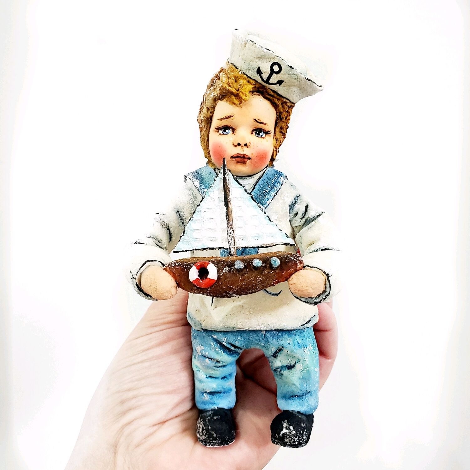 Ватная игрушка. Игрушка на елку мальчик с корабликом. в интернет ...