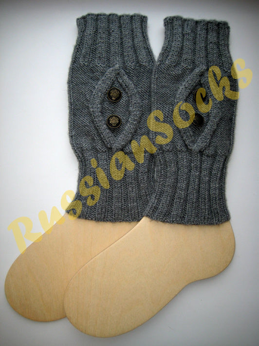 RussianSocks Серые гетры вязаные топперы с пуговицами с косами купить в ...