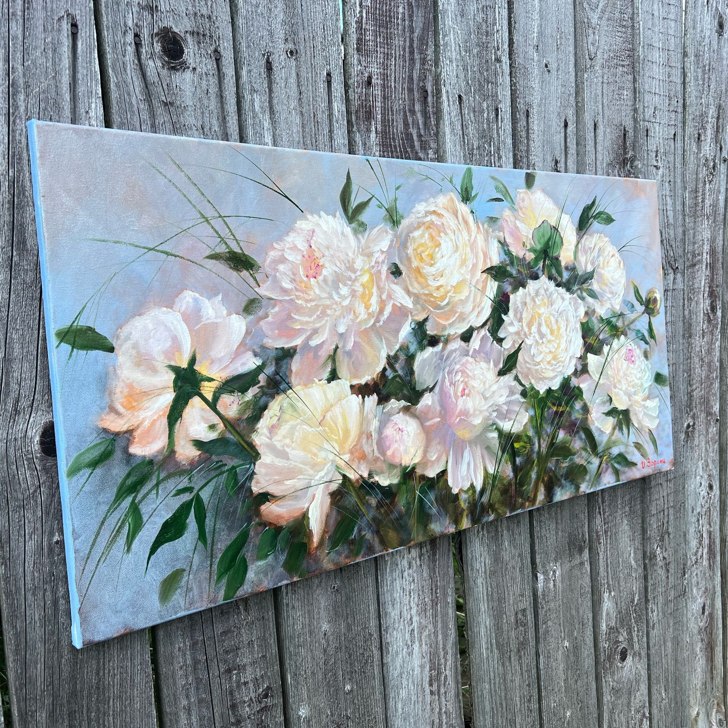 Белые пионы. Картина маслом в интернет-магазине Ярмарка Мастеров по ...