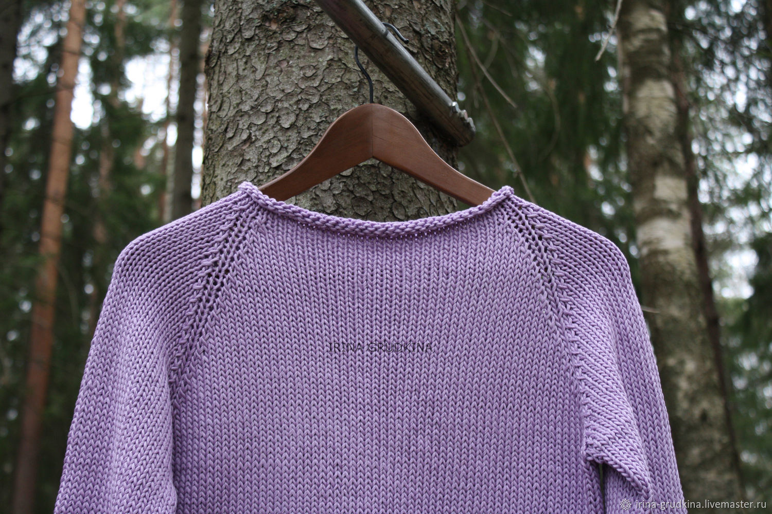 Lilac sweater made of 100 cotton with oval back IFIUJCOM Sweaters Lomonosov