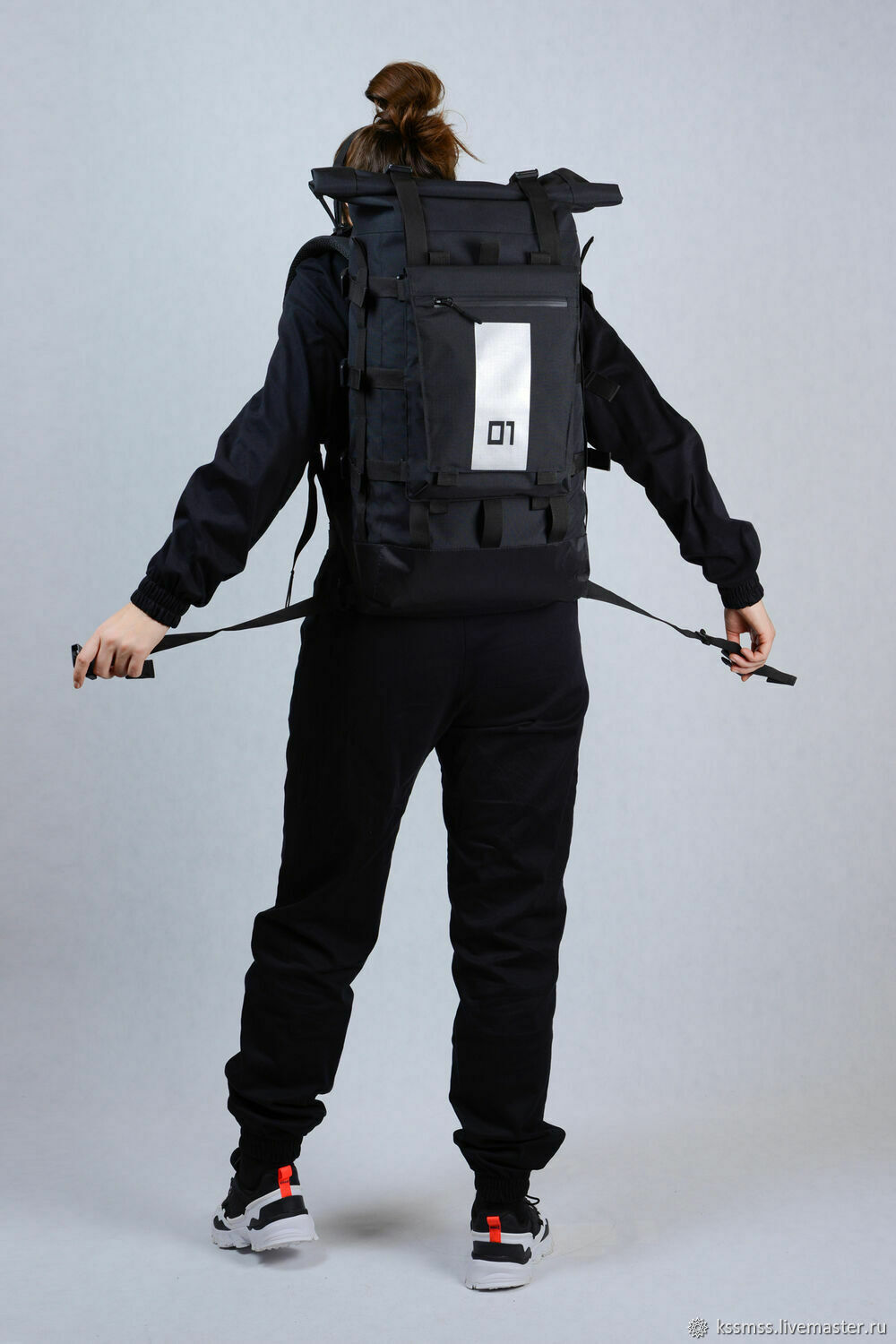 Модульный черный роллтоп рюкзак со съемной сумкой / Modular backpack в ...