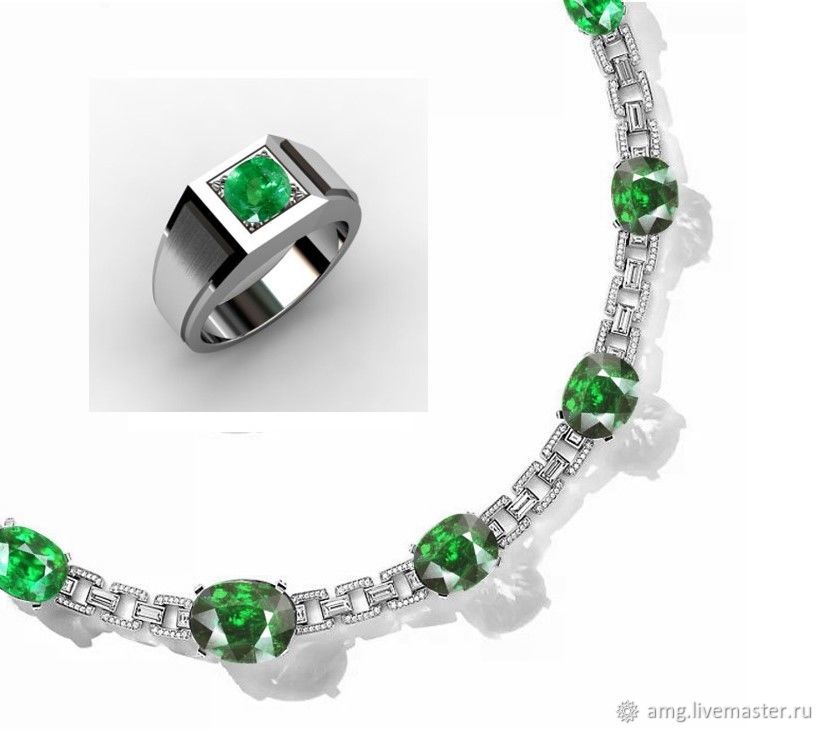 Инвестиционное наследие - колье и кольцо с цаворитами 22 ct в интернет-магазине Ярмарка Мастеров ...