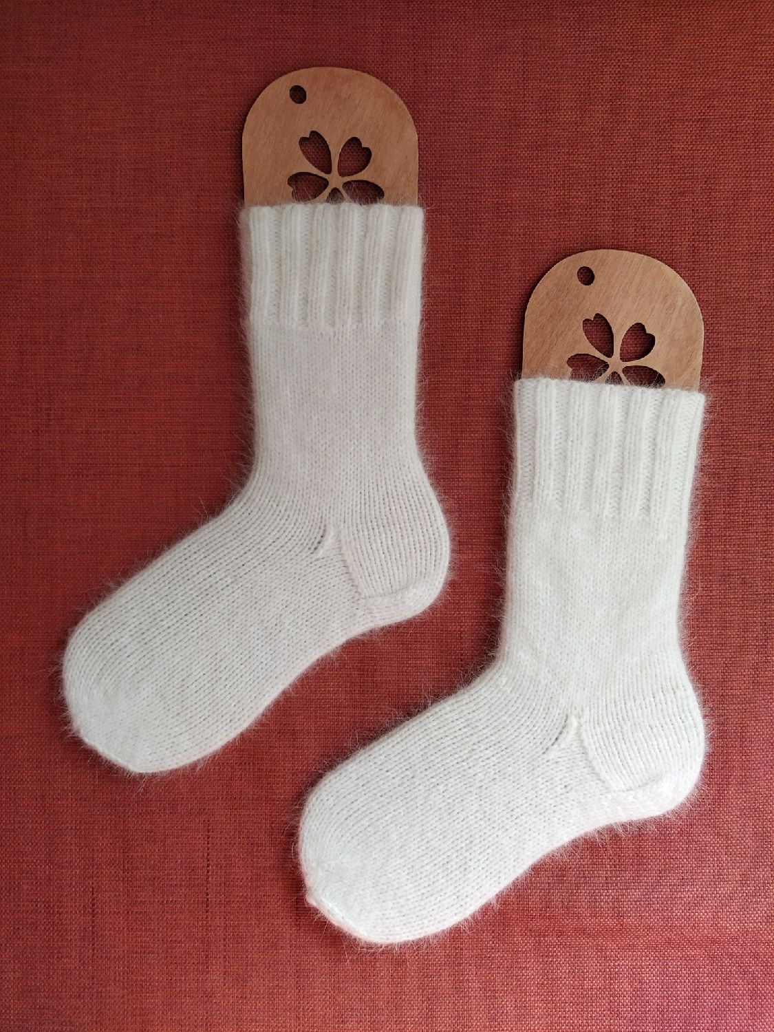 RussianSocks Белые пуховые носки женские вязаные носочки из пуха норки ...