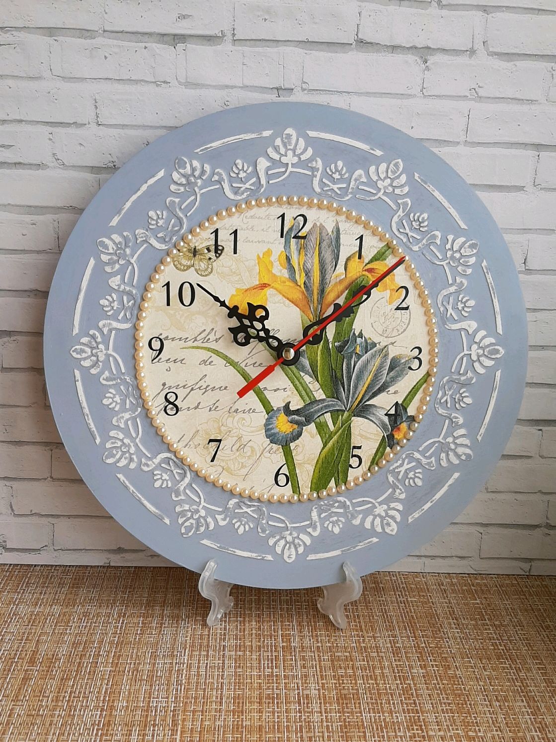 Настенные часы "Ирисы" – купить на Ярмарке Мастеров – LK2I0RU | Часы ...