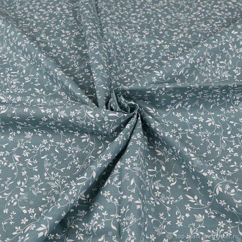 Ткань Перкаль набивная - Твигги (шир. 150 см) - на серо-синем купить в ...