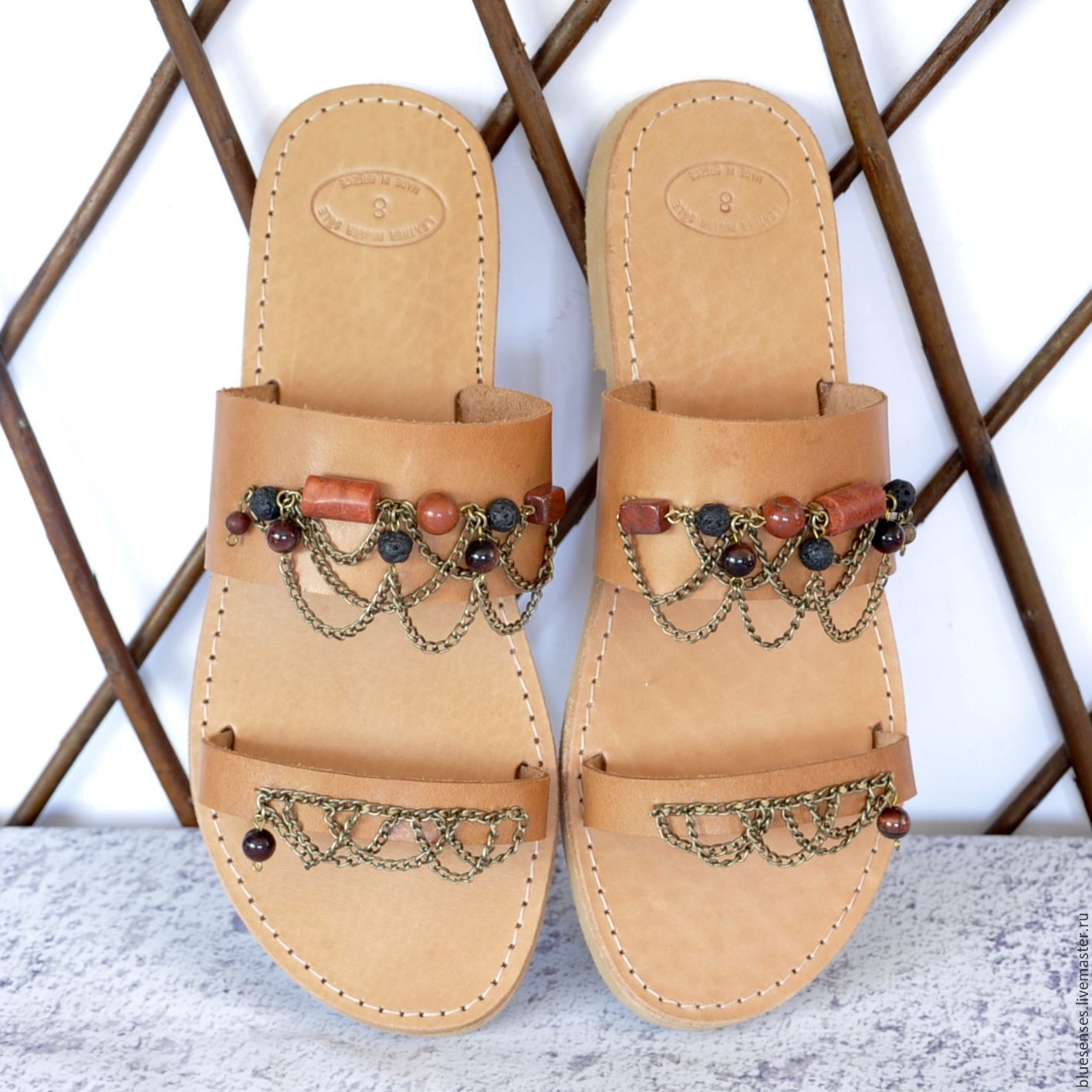 Volcano - кожаные сандалии с полудрагоценными камнями в интернет ...