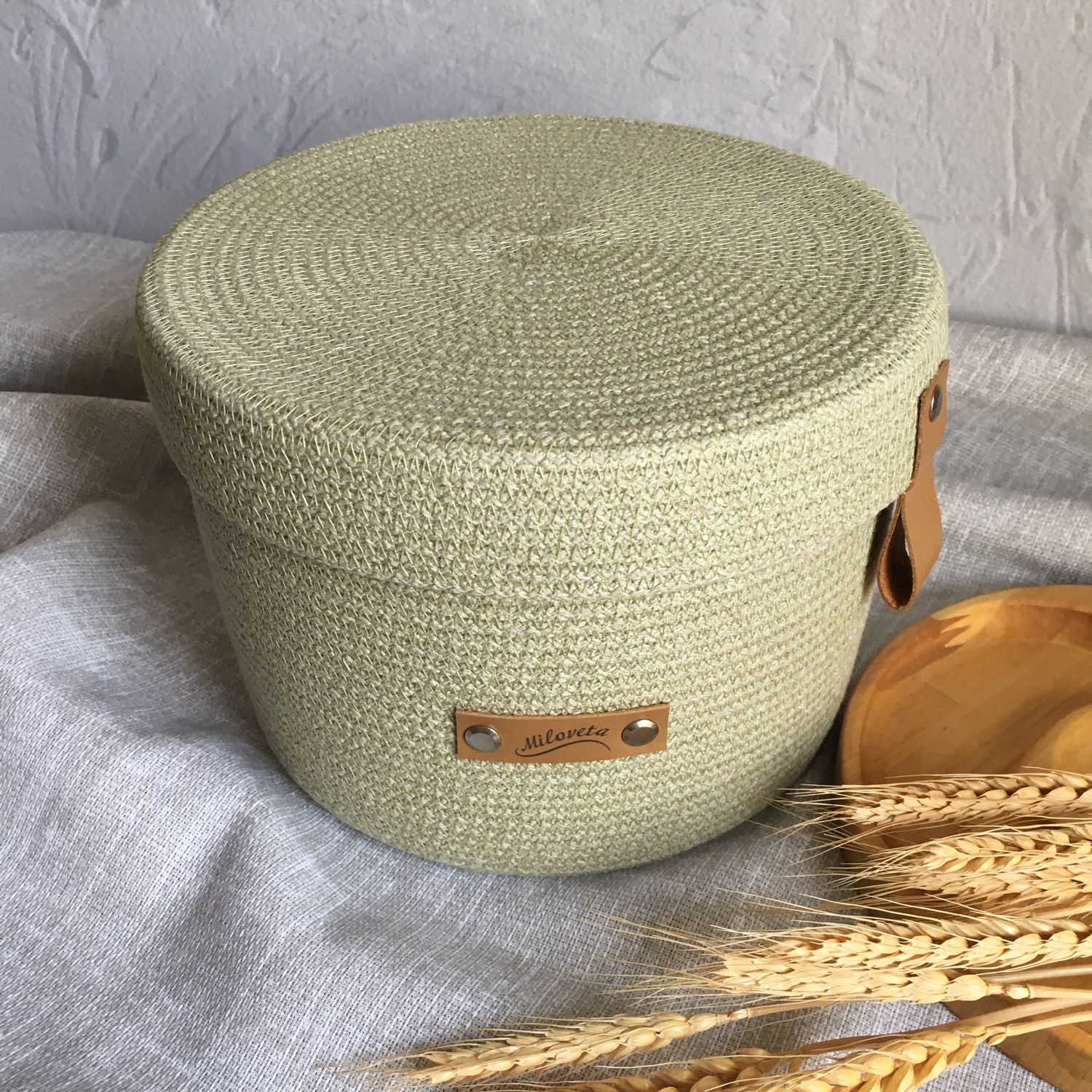Корзинка с крышкой, корзинка из хлопкового шнура,корзинка для хранения ...