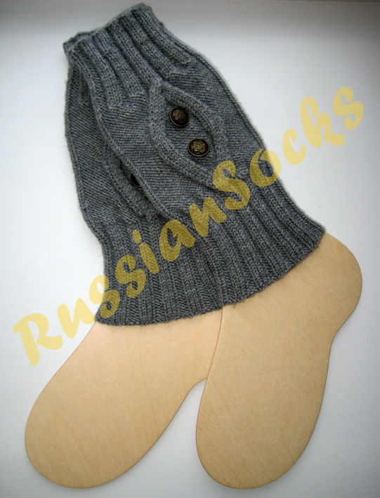 RussianSocks Серые гетры вязаные топперы с пуговицами с косами купить в ...