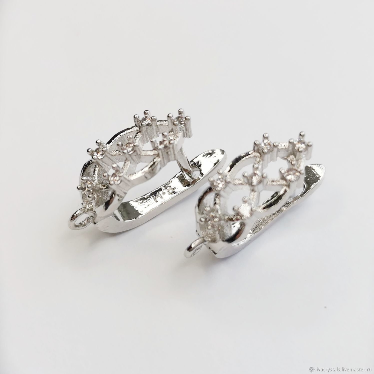 Швензы с фианитами 20х8 мм, Швензы Родий английский замок, Швс023 в ...