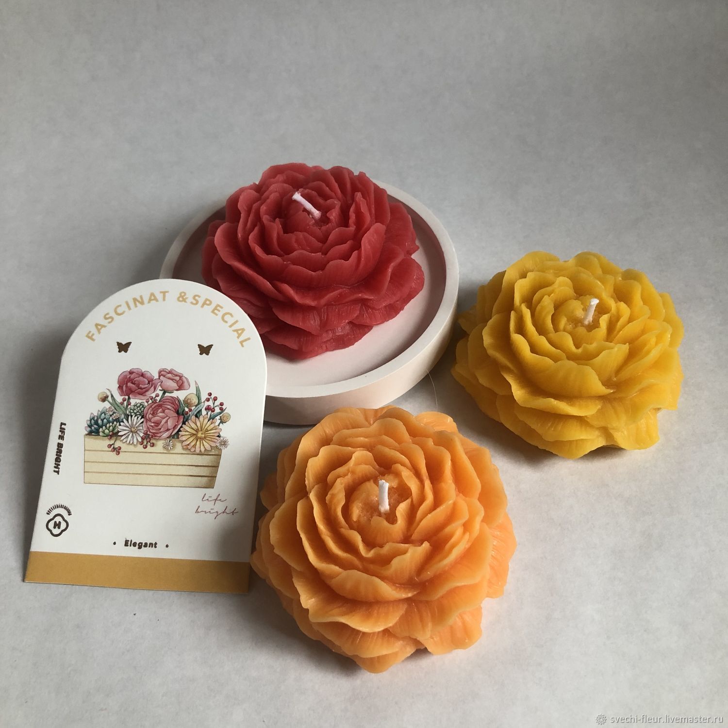 Свечи: Пионы Радость в интернет-магазине Ярмарка Мастеров по цене 1250 ₽ – UNYHARU | Свечи ...