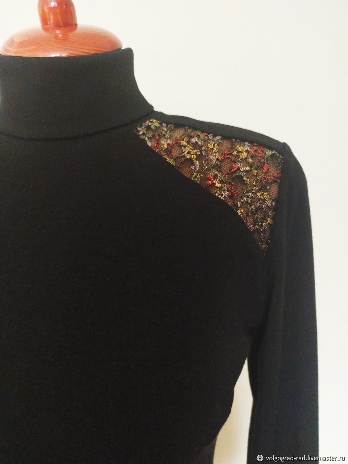 Водолазка женская черная из шерсти с кружевом с – заказать на Ярмарке ...