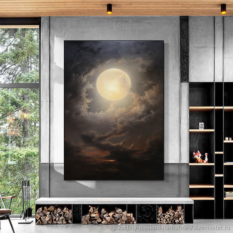Картины Луна Картина маслом пейзаж на холсте под заказ в интернет магазине на Ярмарке Мастеров