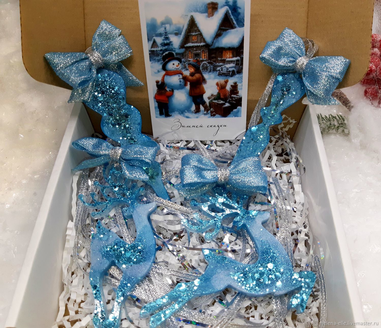 Набор елочных игрушек "Королевский голубой" в интернет-магазине Ярмарка ...