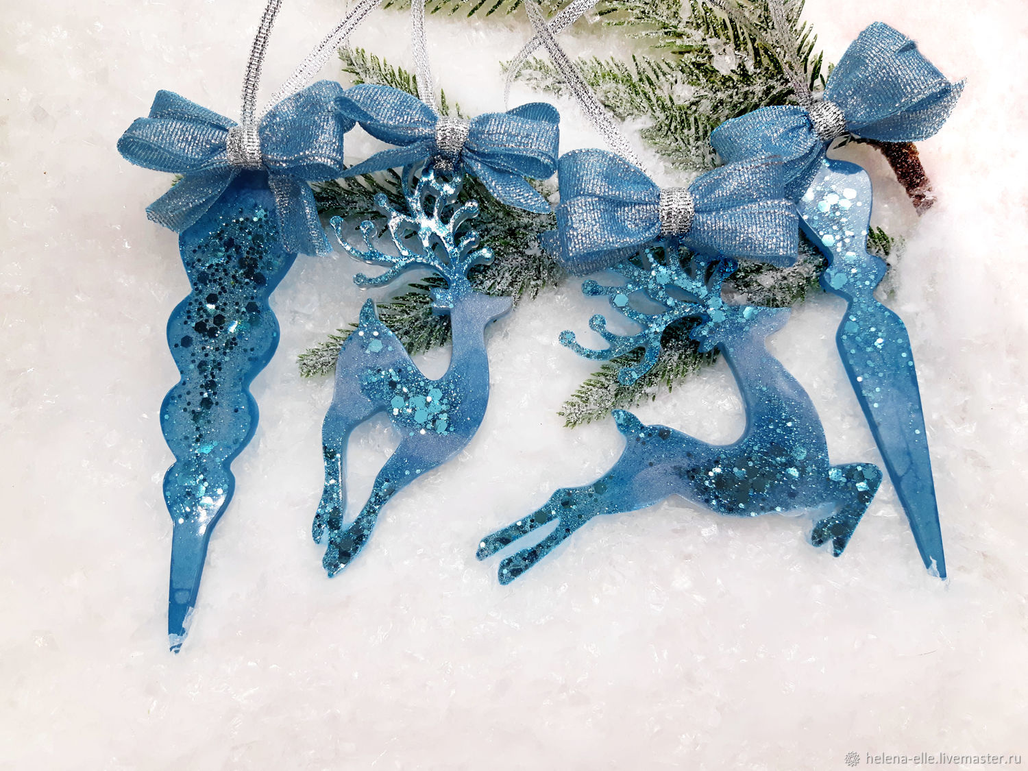 Набор елочных игрушек "Королевский голубой" в интернет-магазине Ярмарка ...