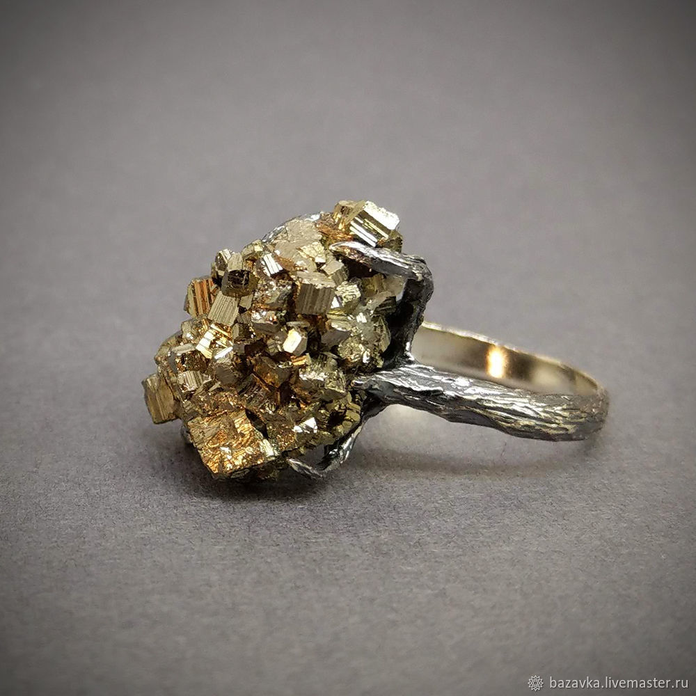 Серебряное кольцо с пиритом – заказать на Ярмарке Мастеров – JIYQWRU ...
