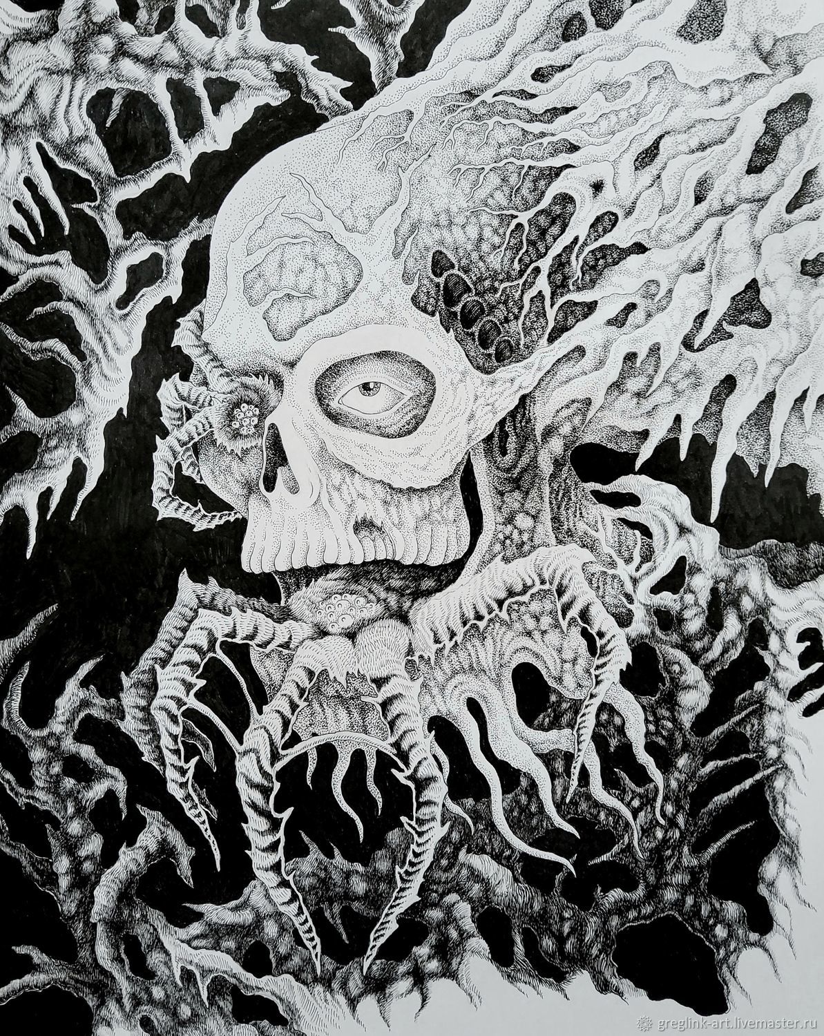 Картина "Паучий череп" (графика, формат А3) в интернет-магазине Ярмарка ...