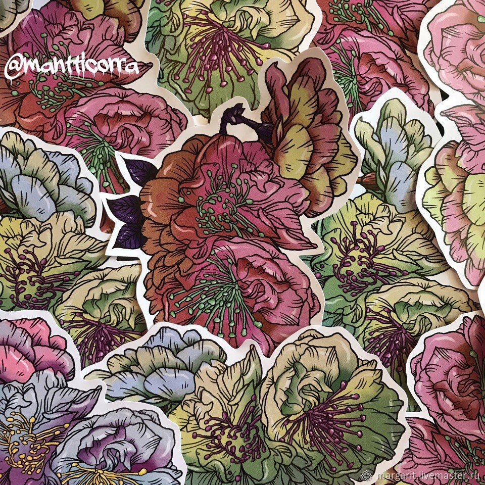 Стикеры цветы в интернет-магазине на Ярмарке Мастеров | Стикеры ...