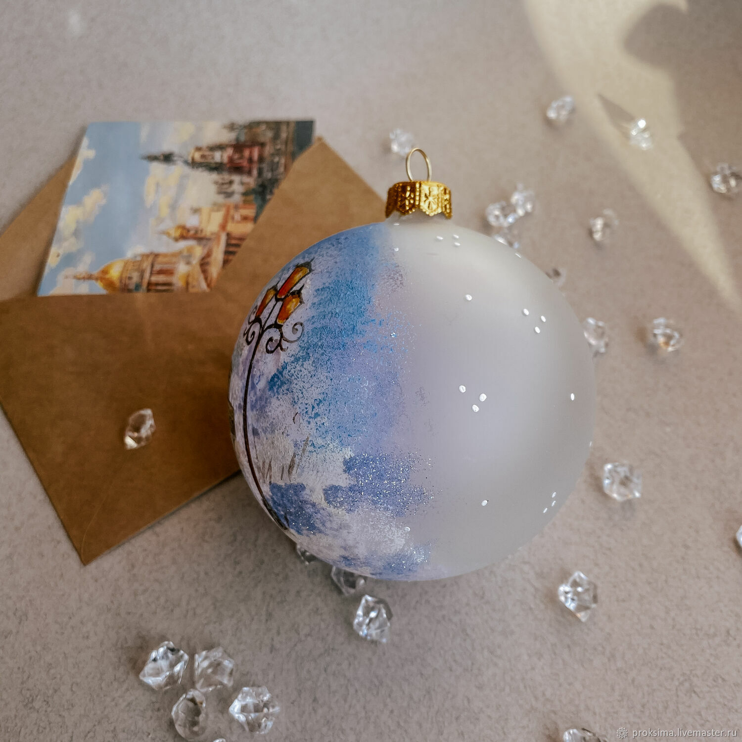 210059 Новогодний стеклянный шар «Исаакий на фиолетовом» 10 см в ...