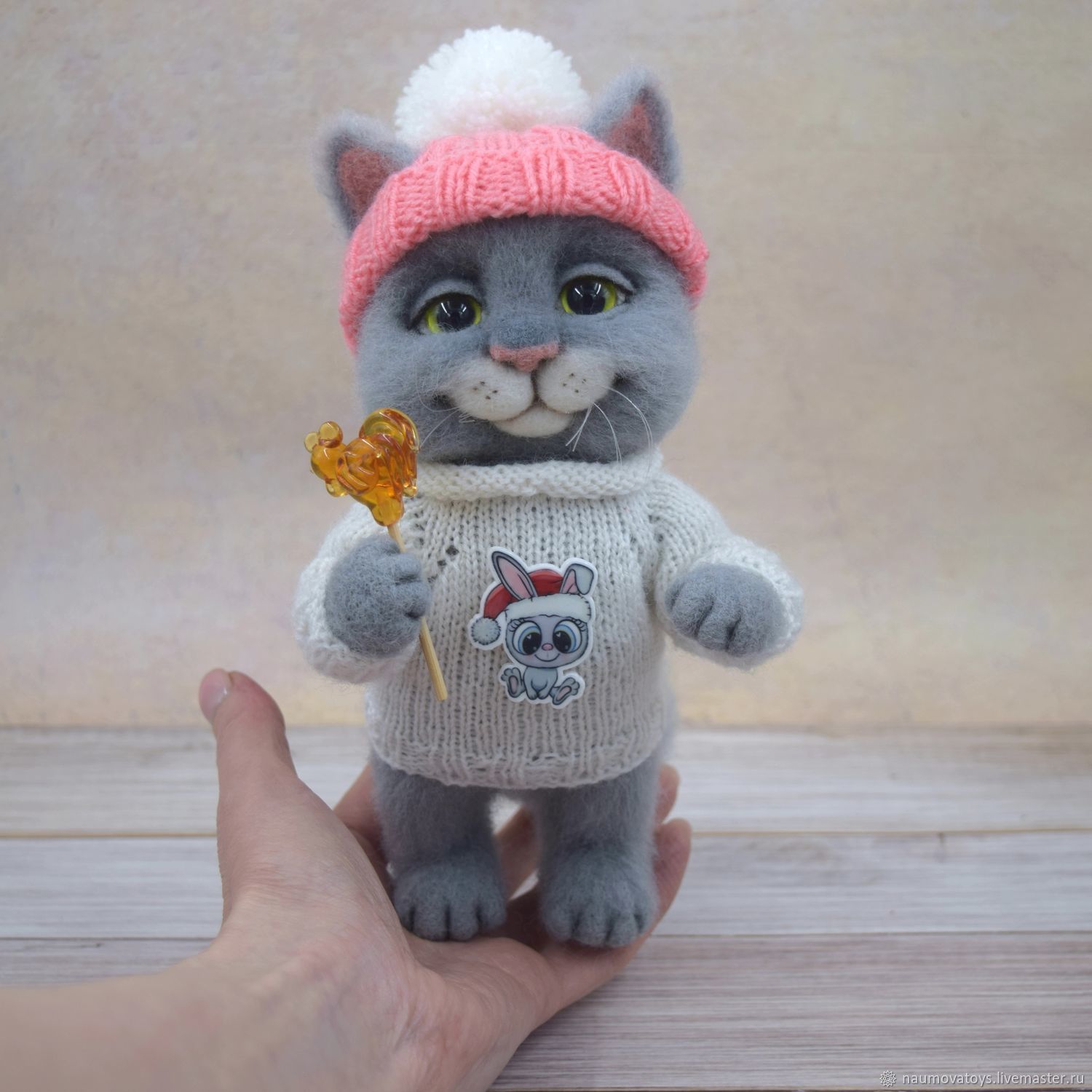 Войлочная игрушка: Котик с петушком купить в интернет-магазине Ярмарка ...