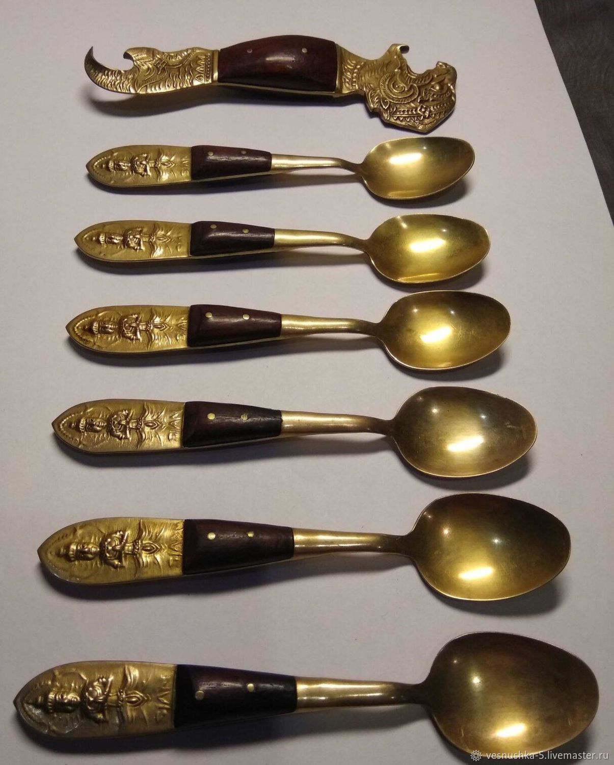 Винтаж: Антикварный набор ложки кофейные + ключ для открывания в ...