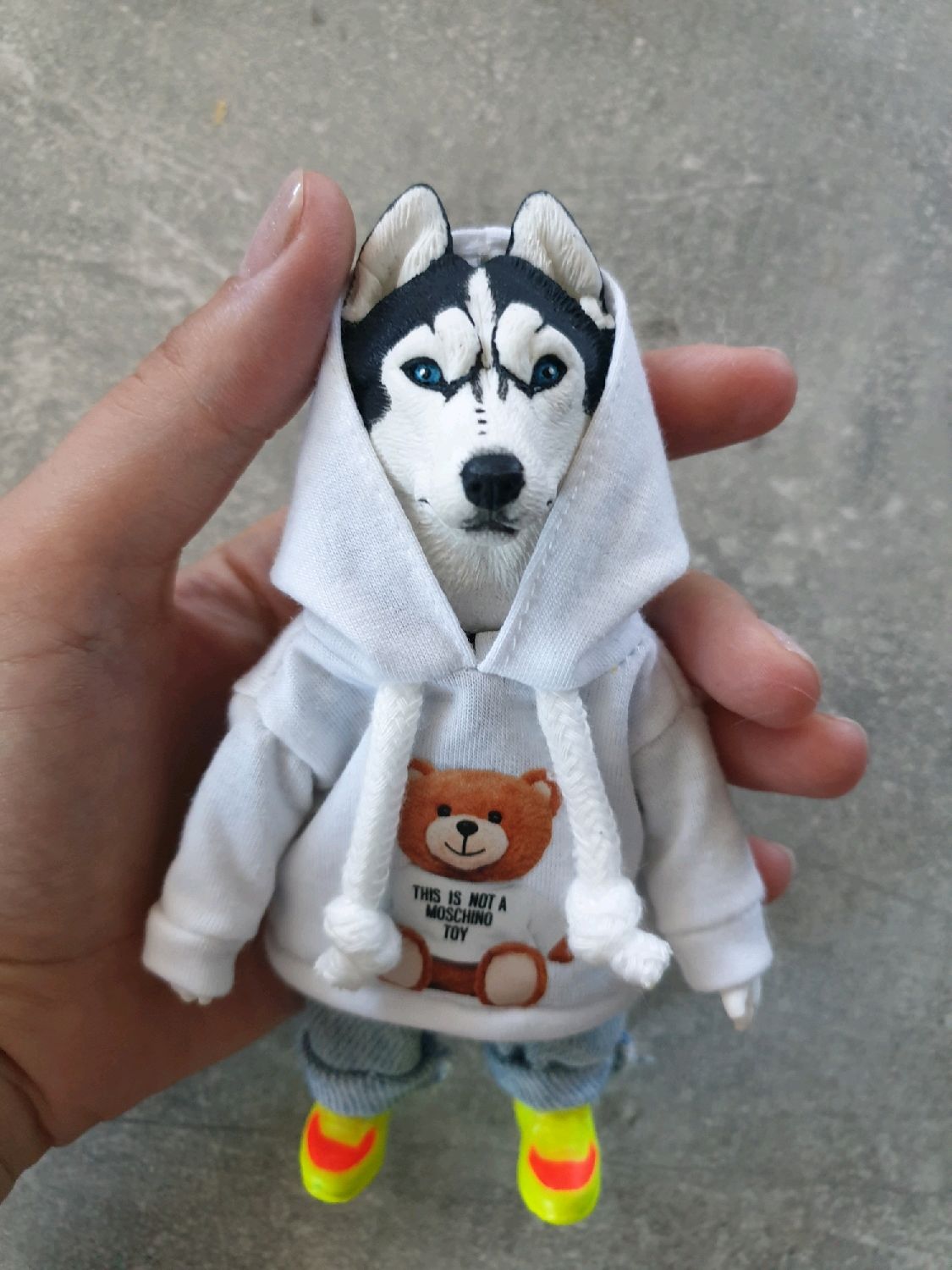 Игрушка хаски сделанная вручную, тело мягкое голова из полимерной глин ...
